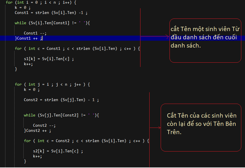 Sắp xếp danh sách Struct theo tên_ Trong C.