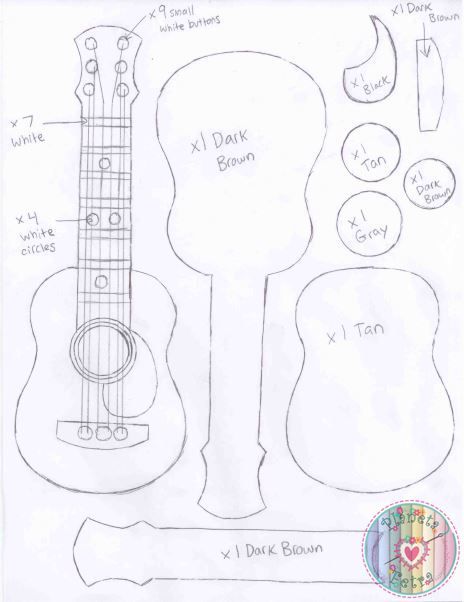 Aplique em Feltro Violão com Moldes - Molde para Artesanato| Faça você ...