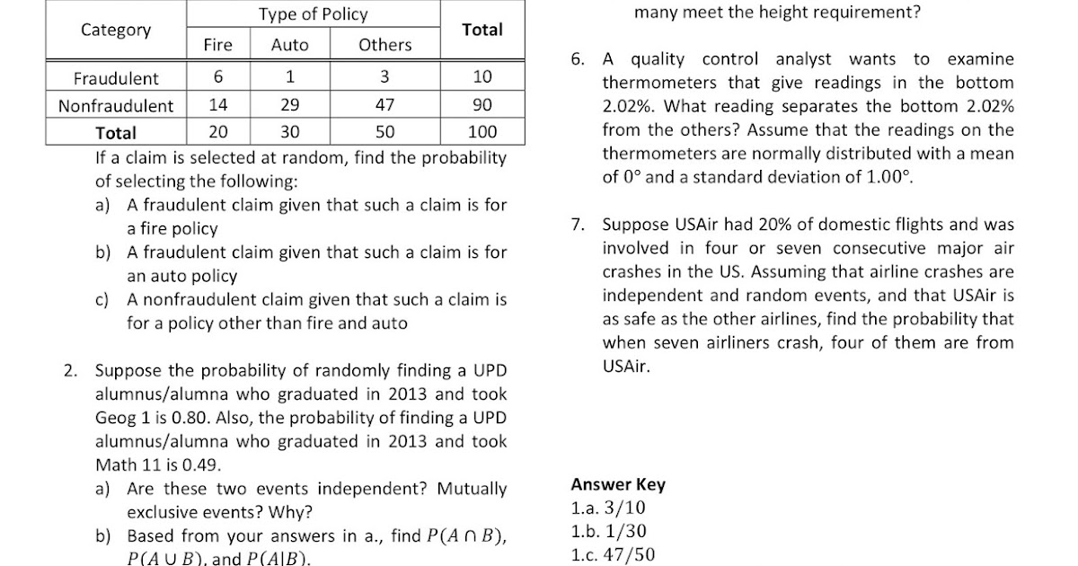 UPD Samplexes, Readings, and Materials: UPD Stat 101 Problems In ...