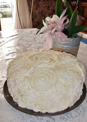Confections of a Readoholic Mom: White Chocolate Raspberry Rose Cake