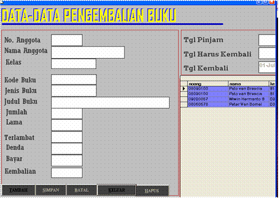 Sistem Informasi Perpustakaan Dengan Bahasa Pemrograman Visual Basic 6.0