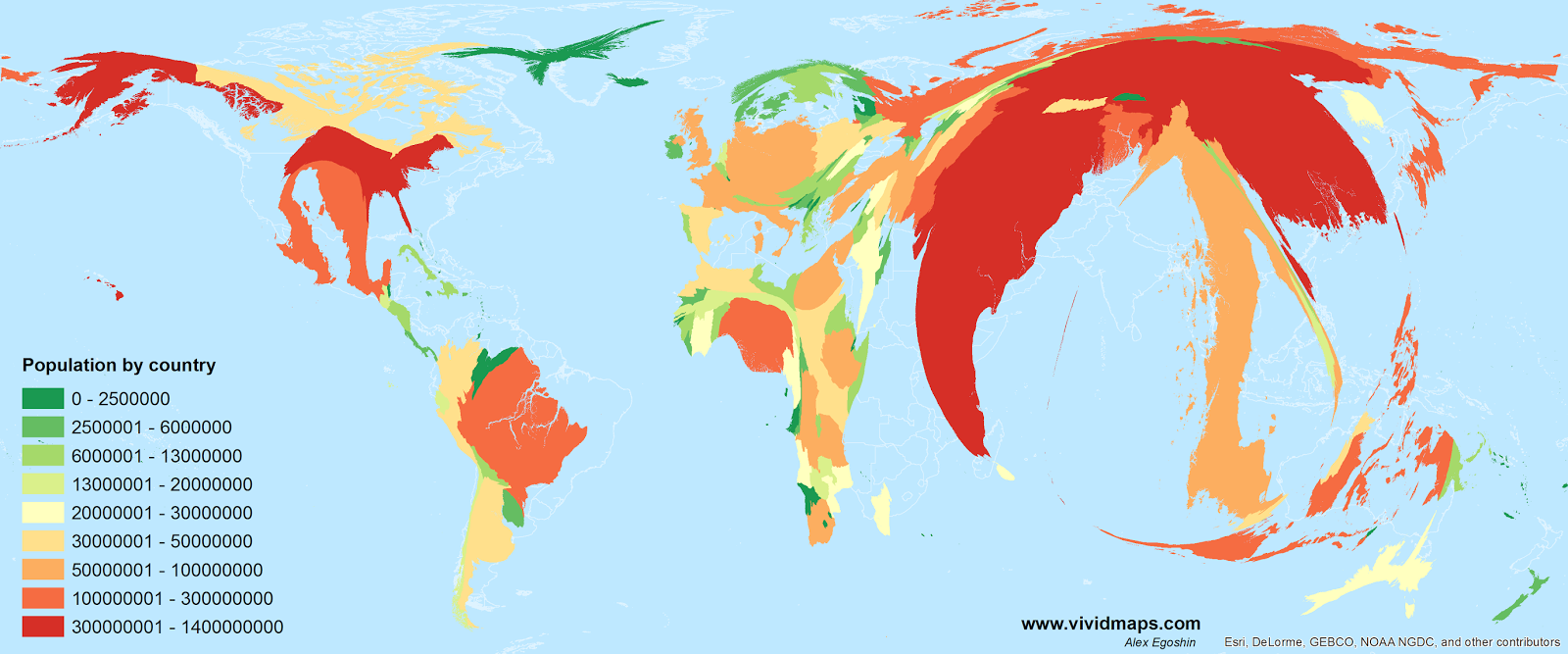 World population by country (2000 - 2016) - Vivid Maps