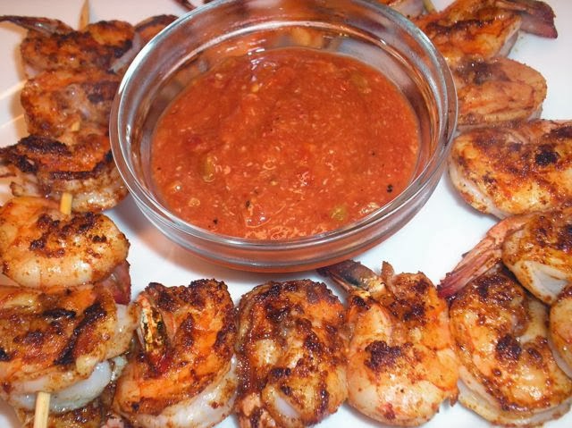 The Briny Lemon: Grilled Shrimp Kebabs with Spicy Cocktail Sauce