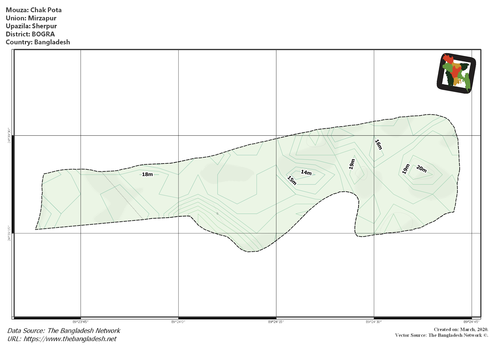 Map of Chak Pota Mouza, Sherpur, Bogra