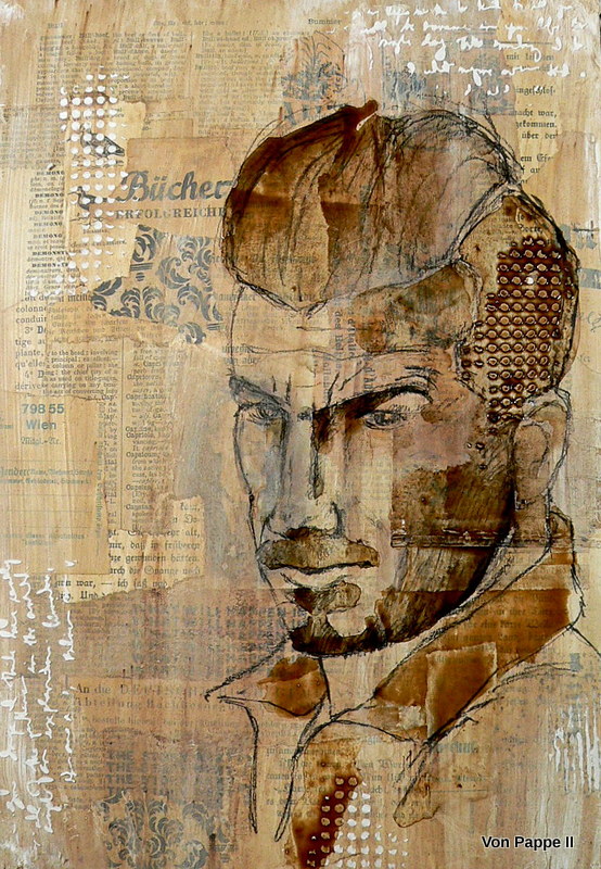 Von Pappe II: Mixed Media Portrait - Work in Progress - Part 1