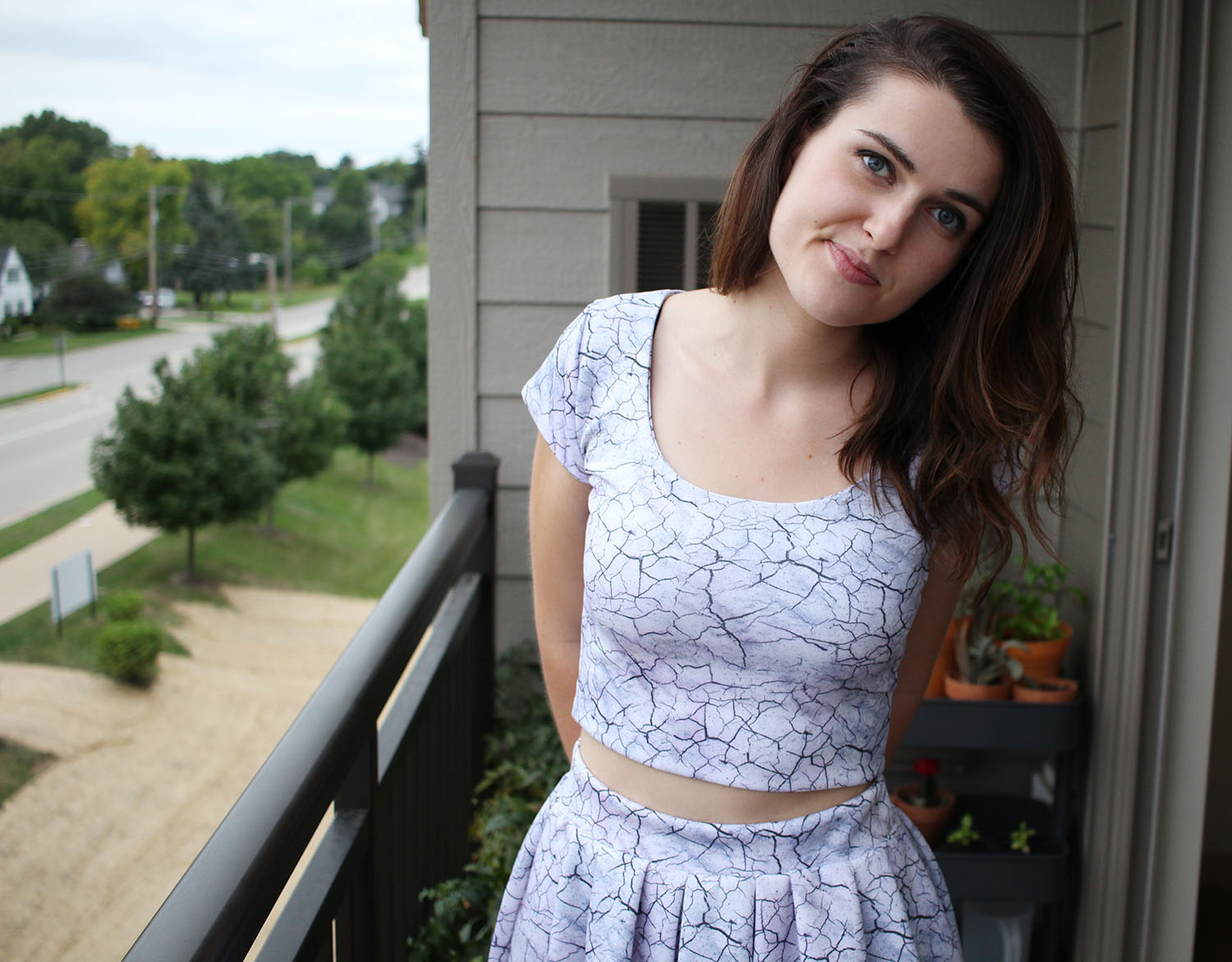 Addie Marie: Crackle Print Neoprene Top / Skirt Set