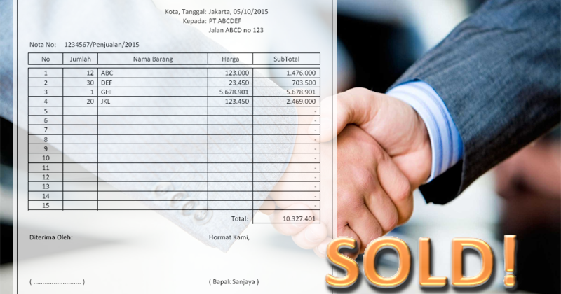 Nota Penjualan Dengan Microsoft Excel - Niguru Indonesia