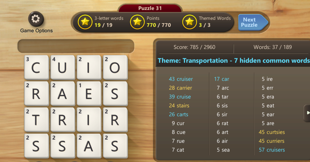 Wordament Adventure Trails: Adventure Trail for June 2017 - Puzzle 31