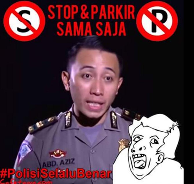 Meme Polisi Tilang Supir Taksi Lagi Berhenti Beredar di Jagad Maya
