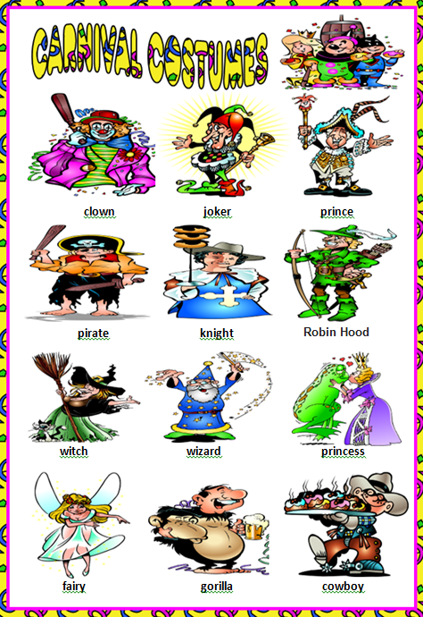 Escuela de Idiomas de Santa Teresa de León: CARNIVAL COSTUMES - PICTIONARY