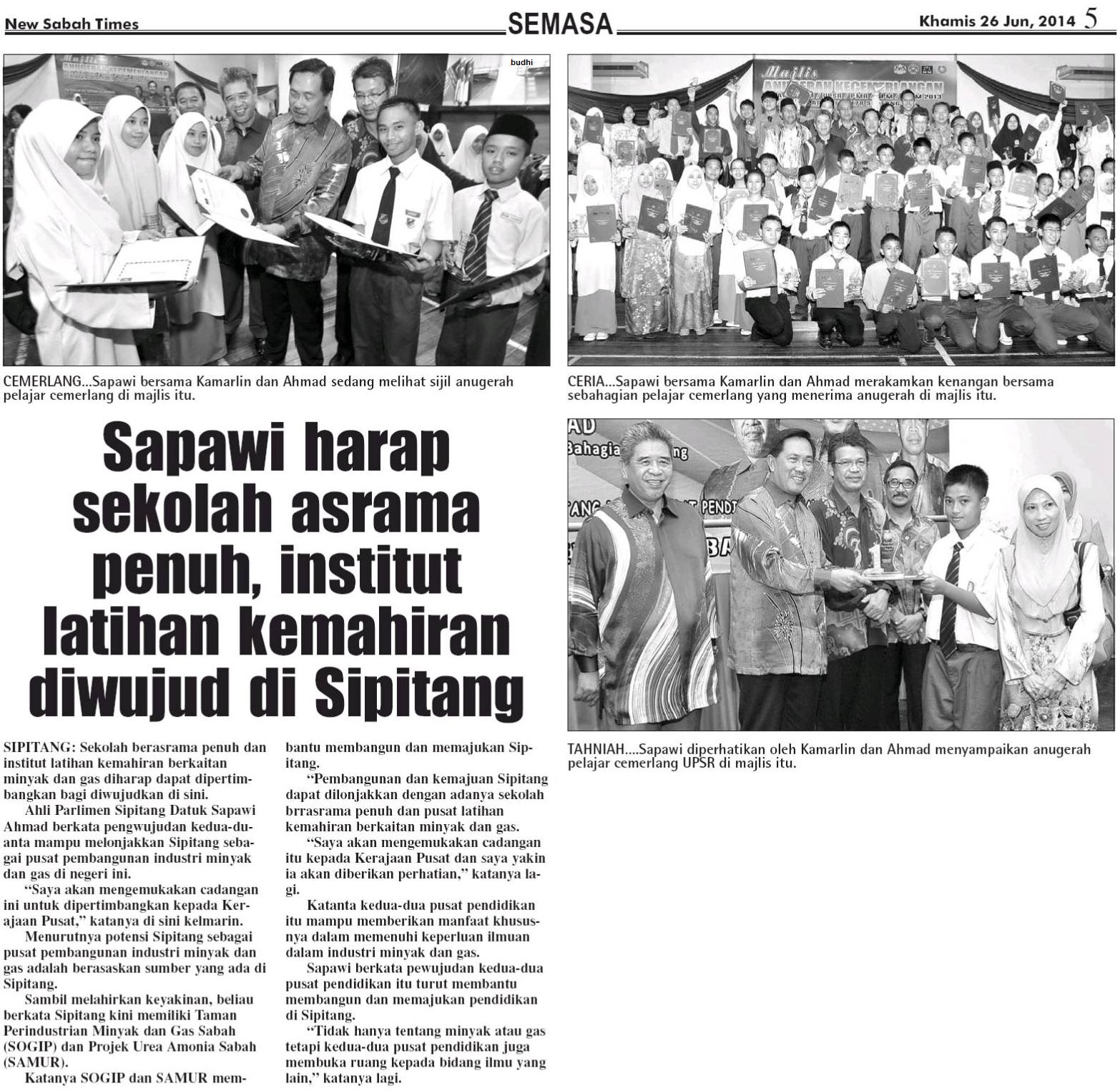 Blog Koleksi Akhbar Pendidikan New Sabah Times: Sapawi harap sekolah ...