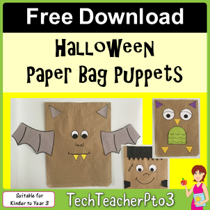 Halloween Paper Bag Puppet Freebie | Foundation into First