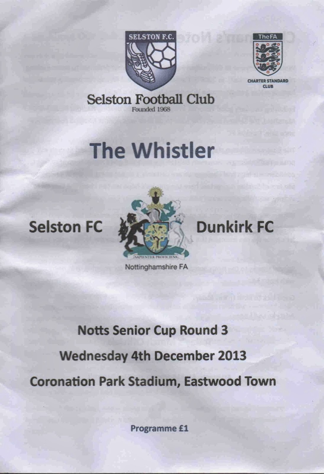ON THE ROAD 2013-2014: Selston FC 0-1 Dunkirk FC