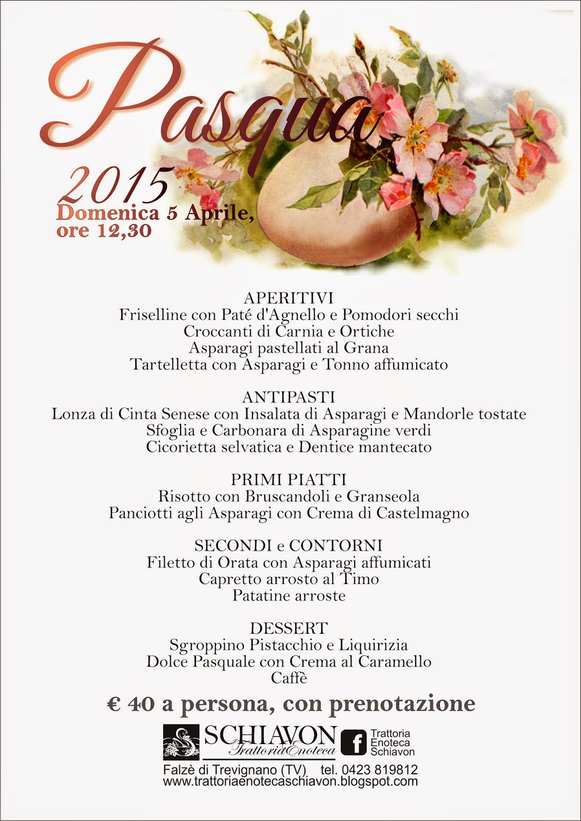 trattoria schiavon: Pranzo di PASQUA 2015