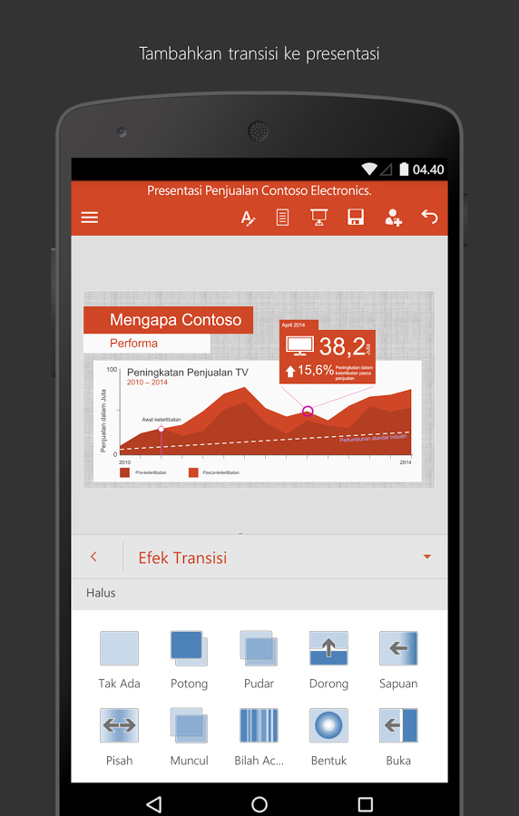 Aplikasi Microsoft PowerPoint asli untuk ponsel dan tablet Android - K.A.C