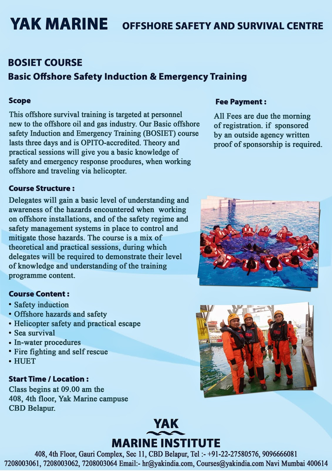 huet | (BOSIET ) & Offshore Sea Survival COURSE or training (mumbai)