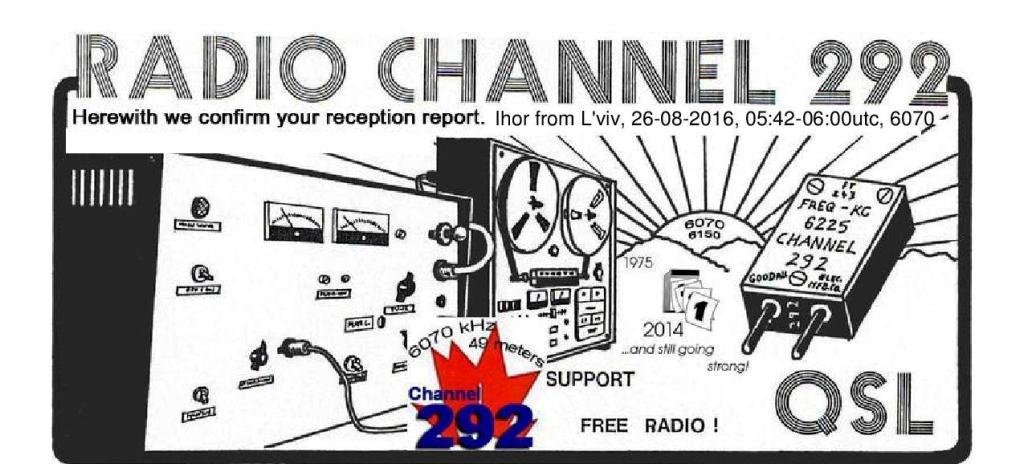 Lviv_DX: eQSL from Channel 292