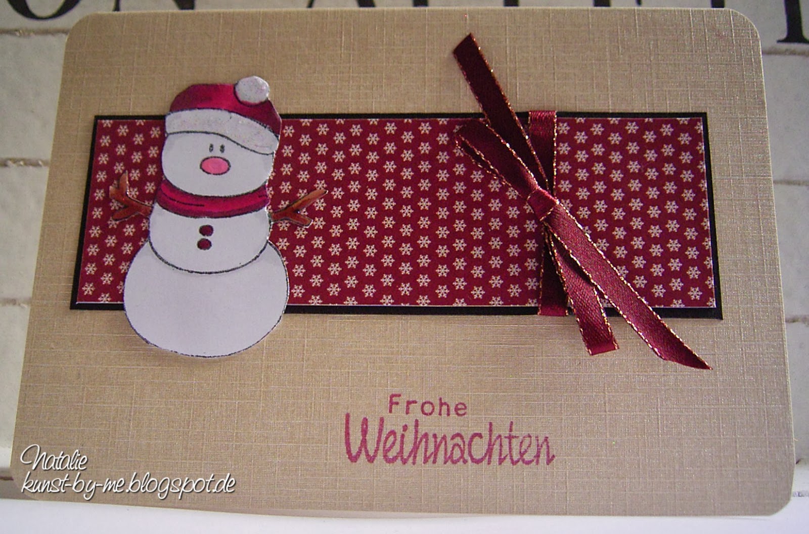 INKognito ~ Cards by Natalie: weinroter Schneemann (burgundy snowman card)