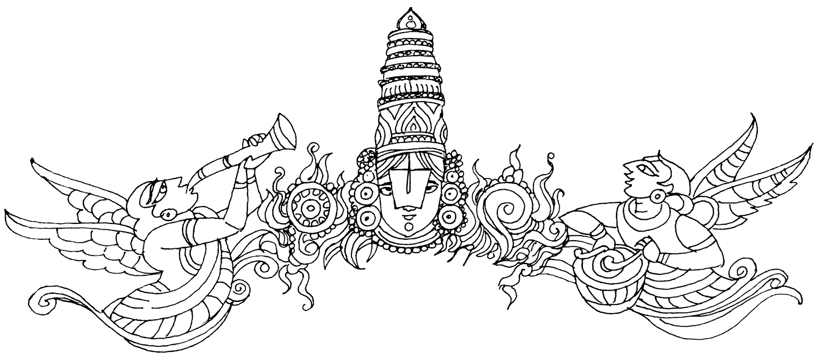 Tamil Cliparts: Venkatachalapathi Line Drawings for invitations