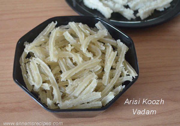 Arisi Koozh Vadam / Rice flour vadam - Annam's Recipes
