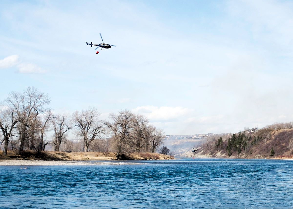 Bow River Shuttles: Grass fire along the Bow River