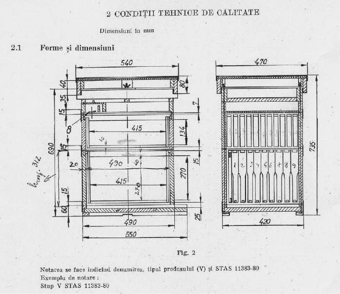 Stupul vertical cu corp si magazin STAS Schite ~ Stuparitul - Apicultura