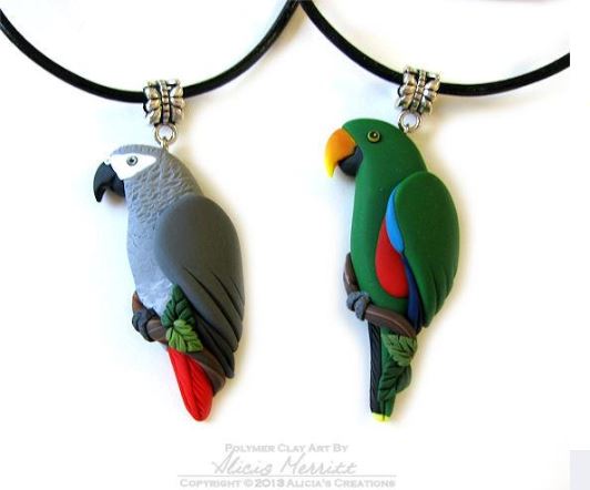 Amazing Polymer Clay Parrot Jewelry by Alicia Merritt / The Beading Gem