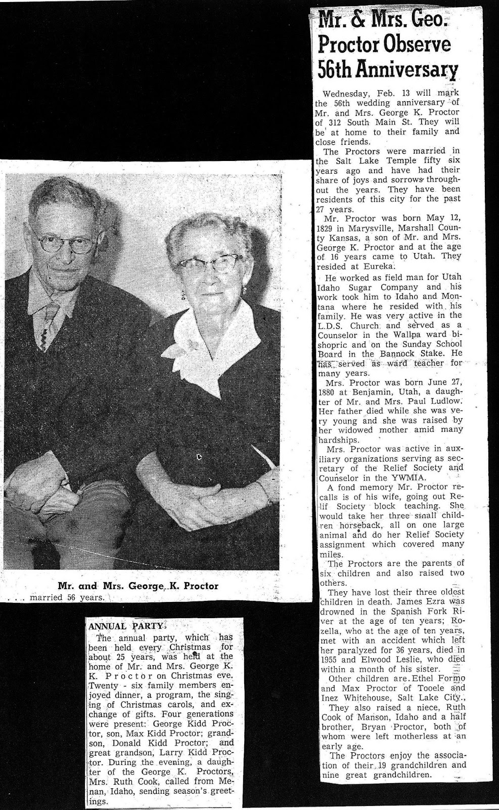 Cook Family History: George Kidd and Annie Ludlow Proctor - 50th ...