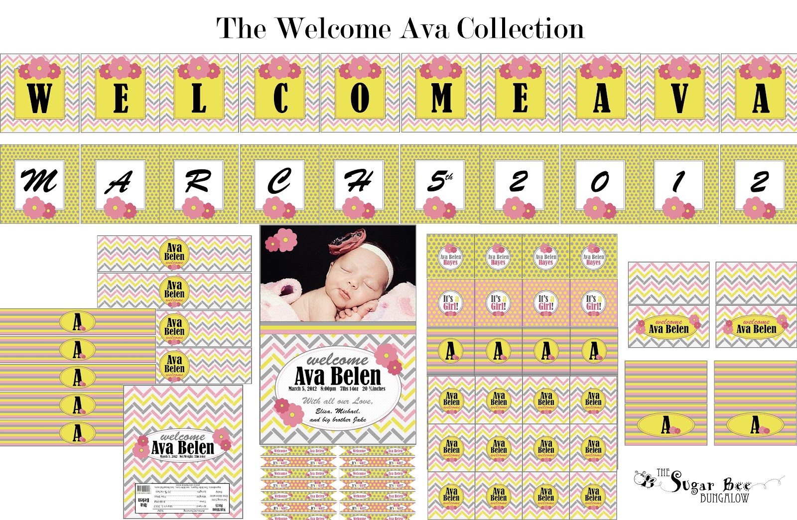 The Sugar Bee Bungalow: {Party Bee} The Welcome Ava Printable Collection