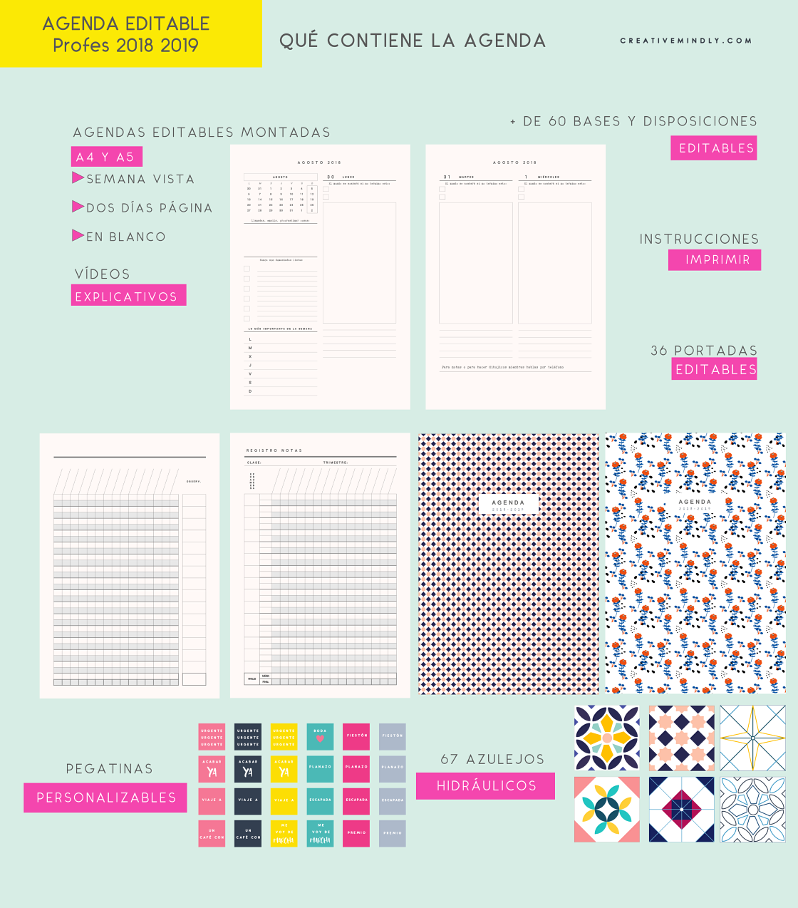 Creative Mindly: AGENDAS IMPRIMBLES Y EDITABLES PARA PROFES Y NO PROFES ...
