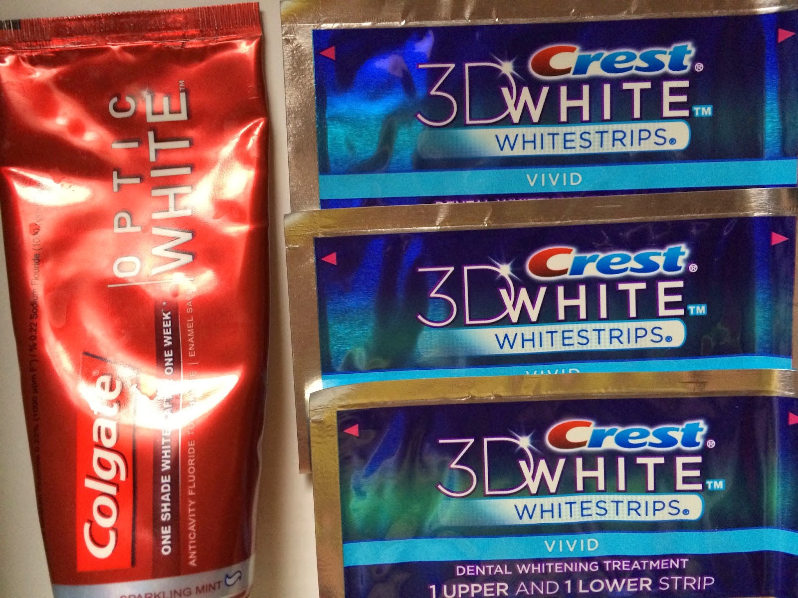 How I whiten my teeth: Crest Whitestrips and Colgate Optic White ...