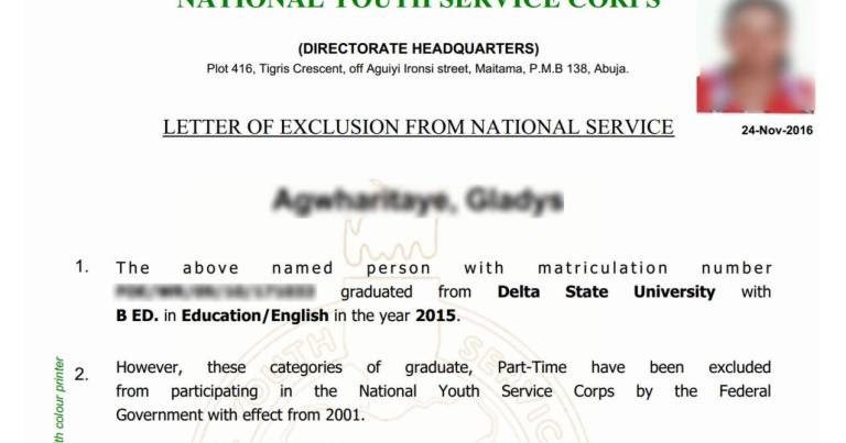 NYSC Online Exclusion Letter From Service Sample Copy nysc-online-exclusion-letter-from-service-sample-copy