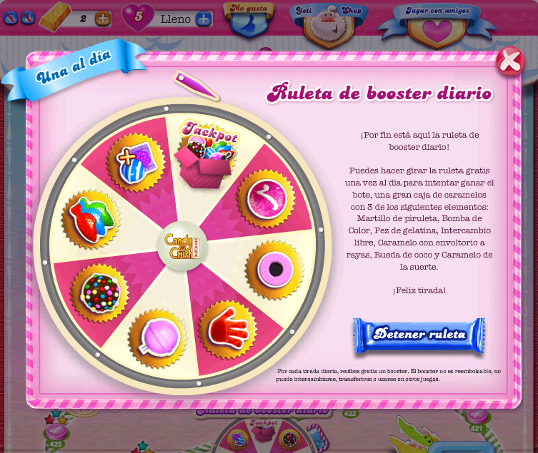 Trucos Candy Crush Saga: Aprovechaste la Ruleta del Candy Crush Saga