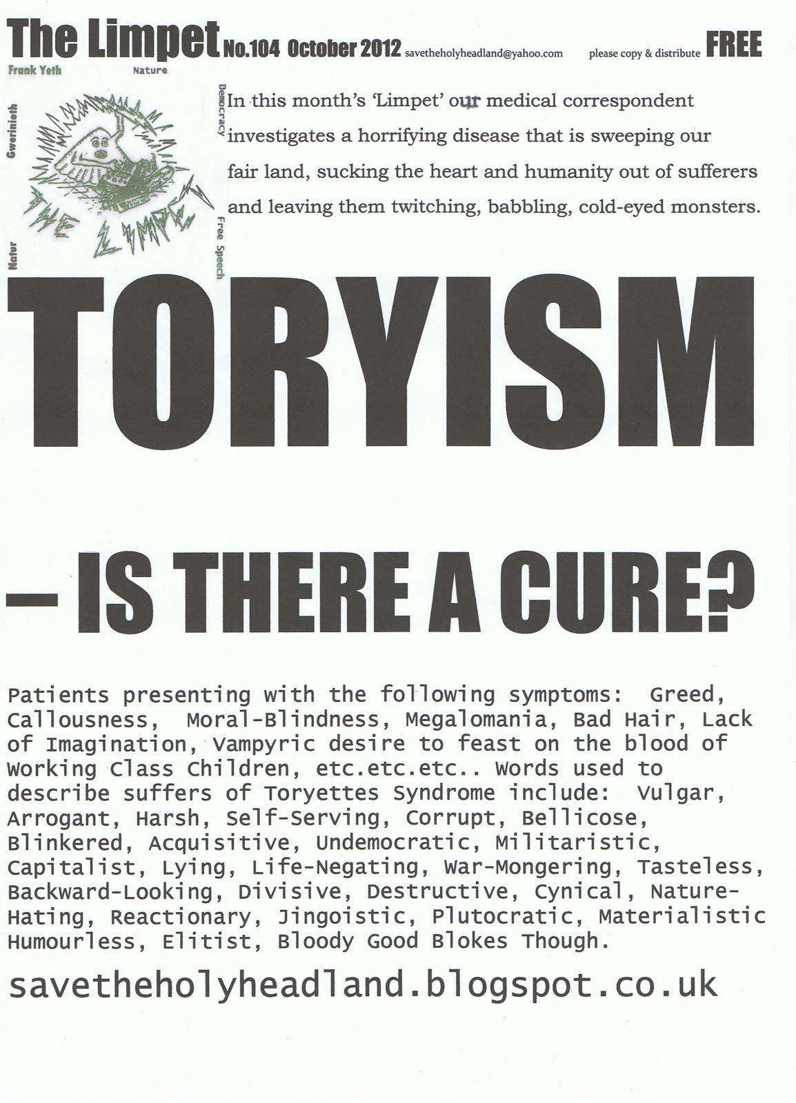Save the Holy Headland: Toryism – is there a Cure?