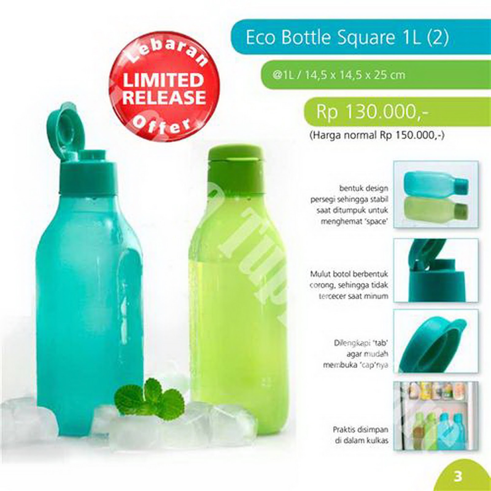 Eco Bottle Square 1L (2) TUPPERWARE | Katalog Tupperware PROMO