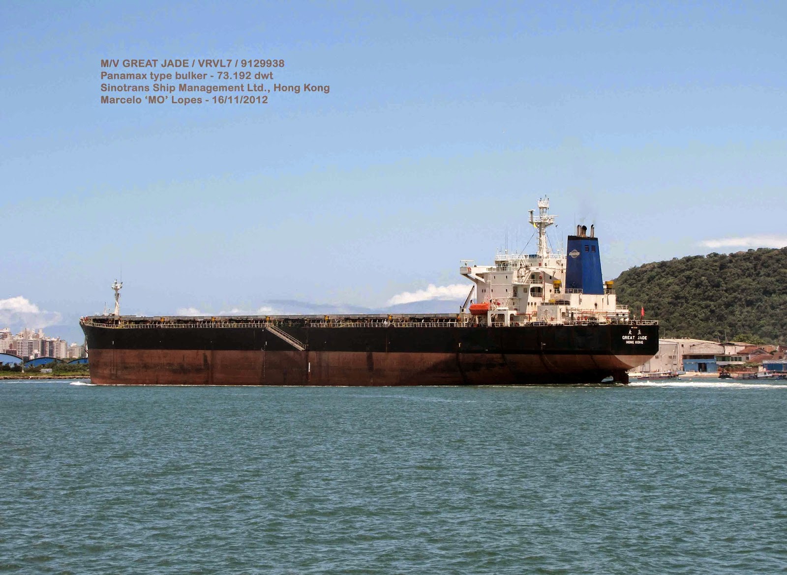 Santos Shiplovers: M/V Great Jade / VRVL7 - 73.192 dwt - Sinotrans ...