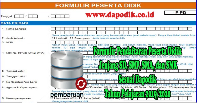 Formulir Pendaftaran Peserta Didik (PPDB) Jenjang SD, SMP, SMA, dan SMK ...