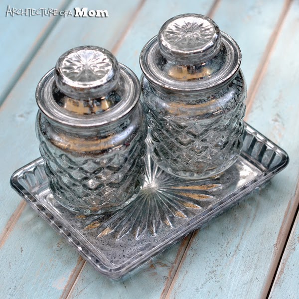Architecture of a Mom: Hobnail Bathroom Glass Jars { DIY Mercury Glass }