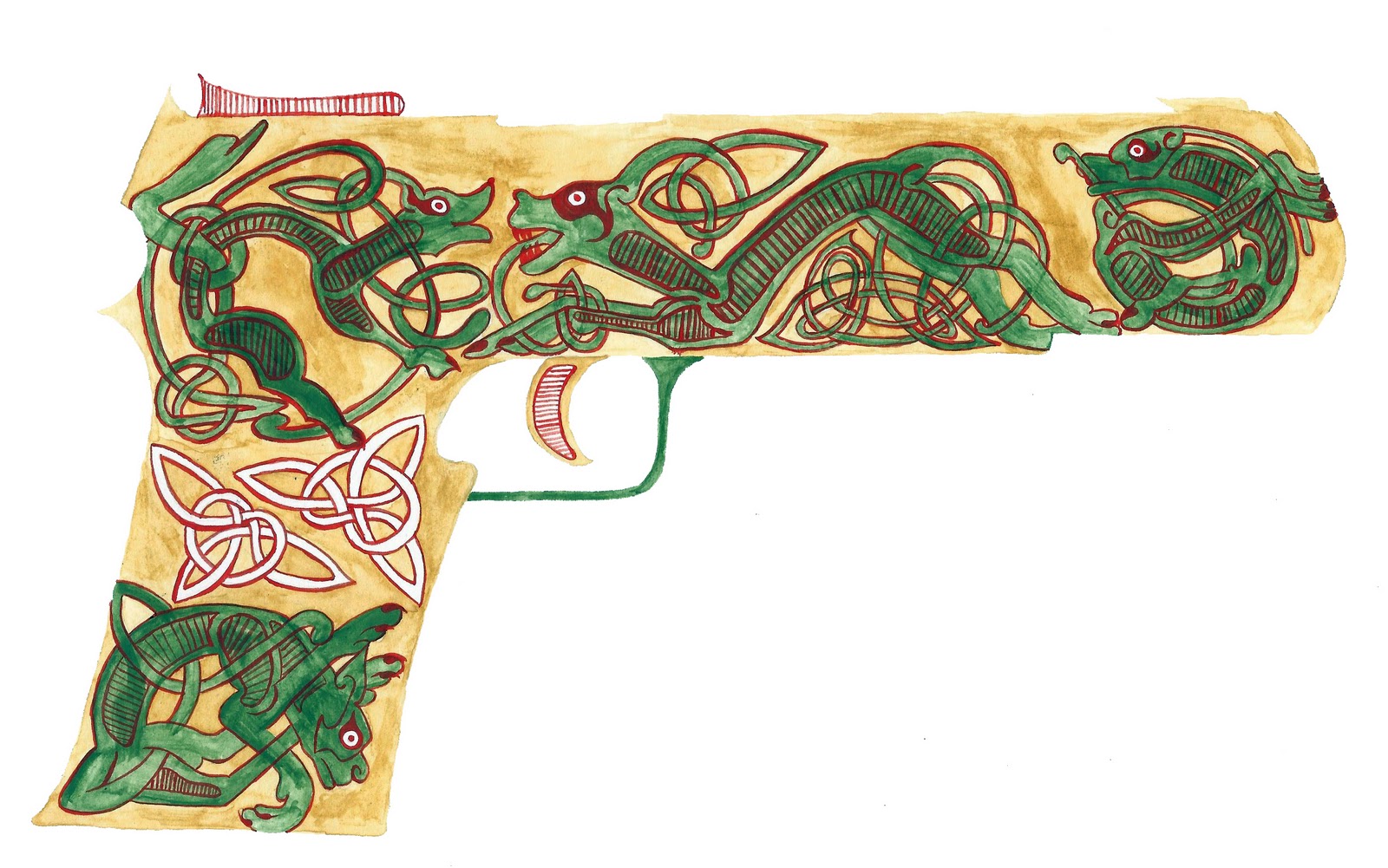 My Portfolio: Celtic Gun - Gouache paint