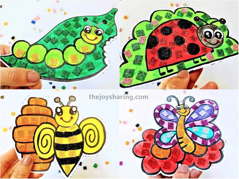 Cute Bugs Mosaic Art For Kids - The Joy of Sharing