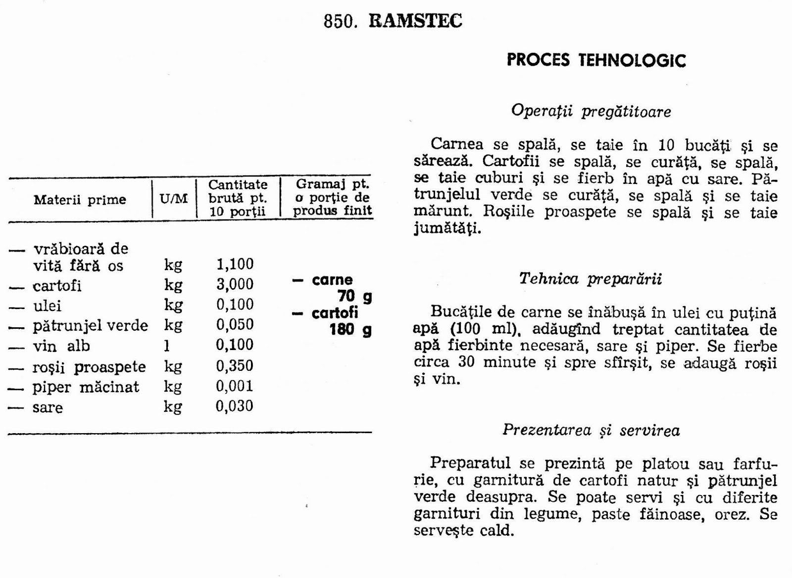 Retetare pentru restaurante: Ramstec
