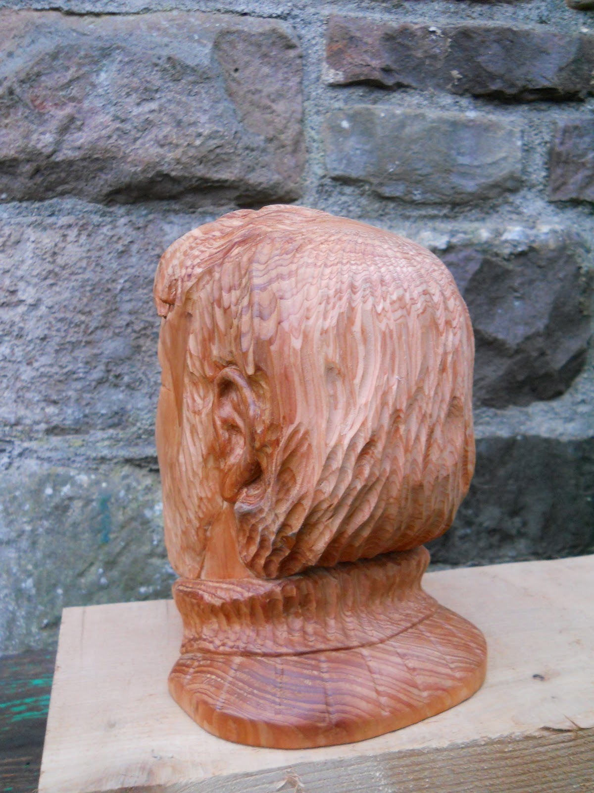 Carving a self portrait in wood for 'Cornucopia' at the Grant bradley ...