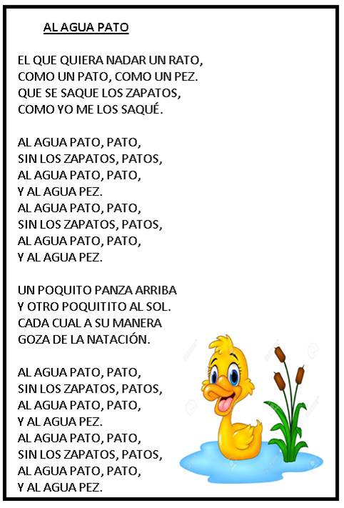 ¡Somos 1°!: ACTIVIDAD N° 10: LETRA DE "AL AGUA PATO"