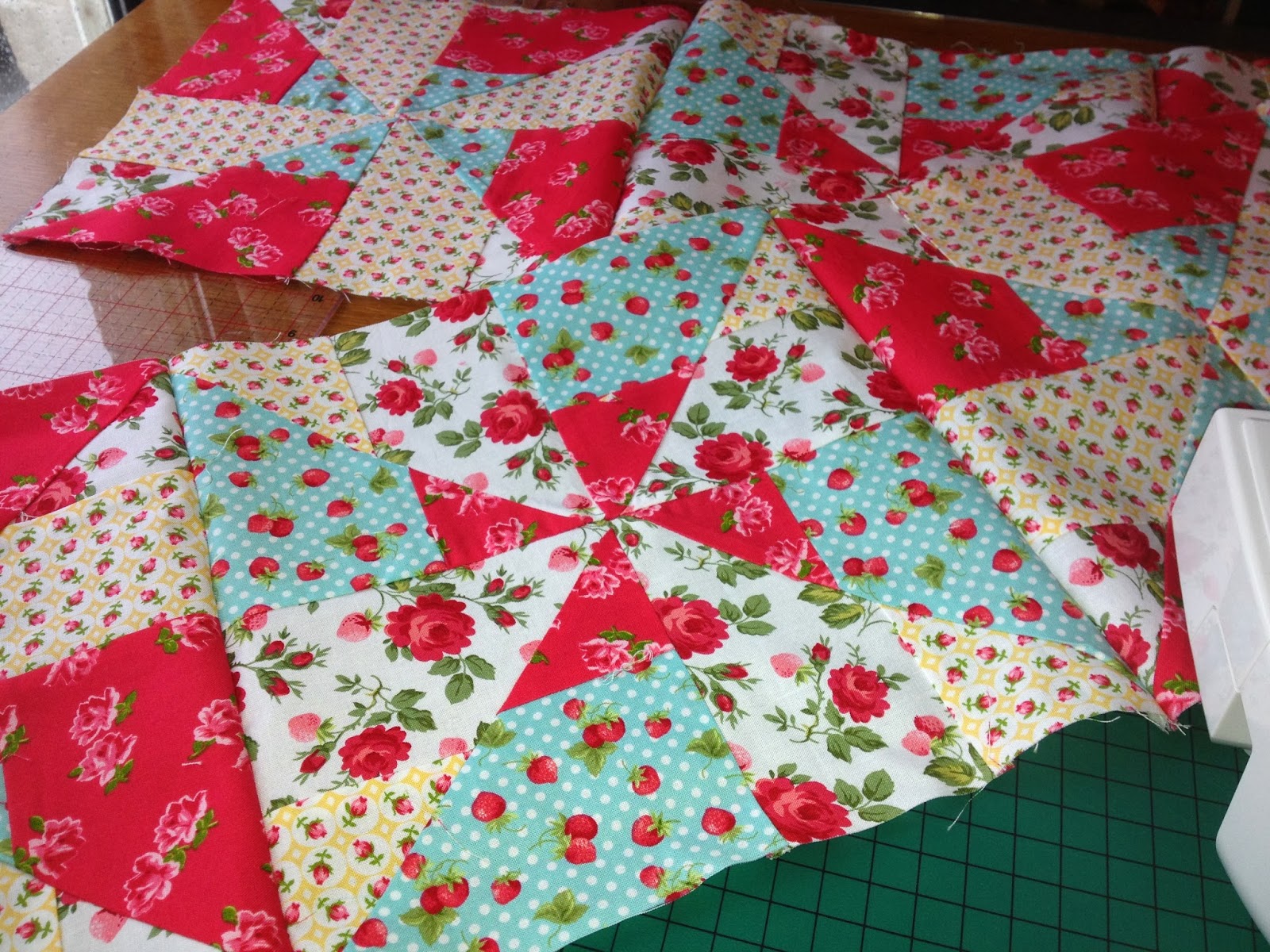 Flowers in the Window: Fractured Pinwheels Quilt Finished!