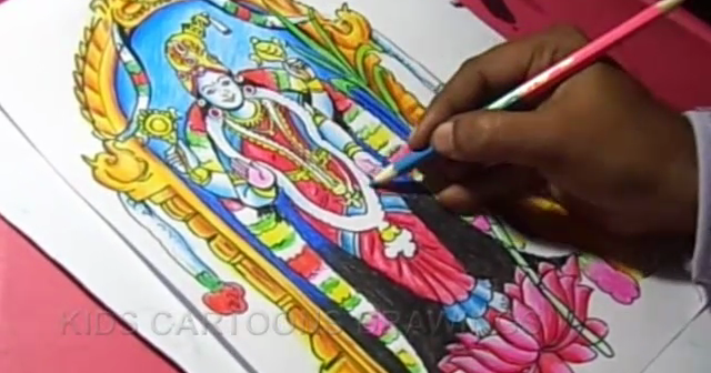 KIDS CARTOON DRAWINGS: How to Draw Goddess Abirami Devi Drawing
