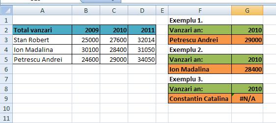 Utilizarea functiilor LOOKUP pentru interogarea tabelelor de date ...