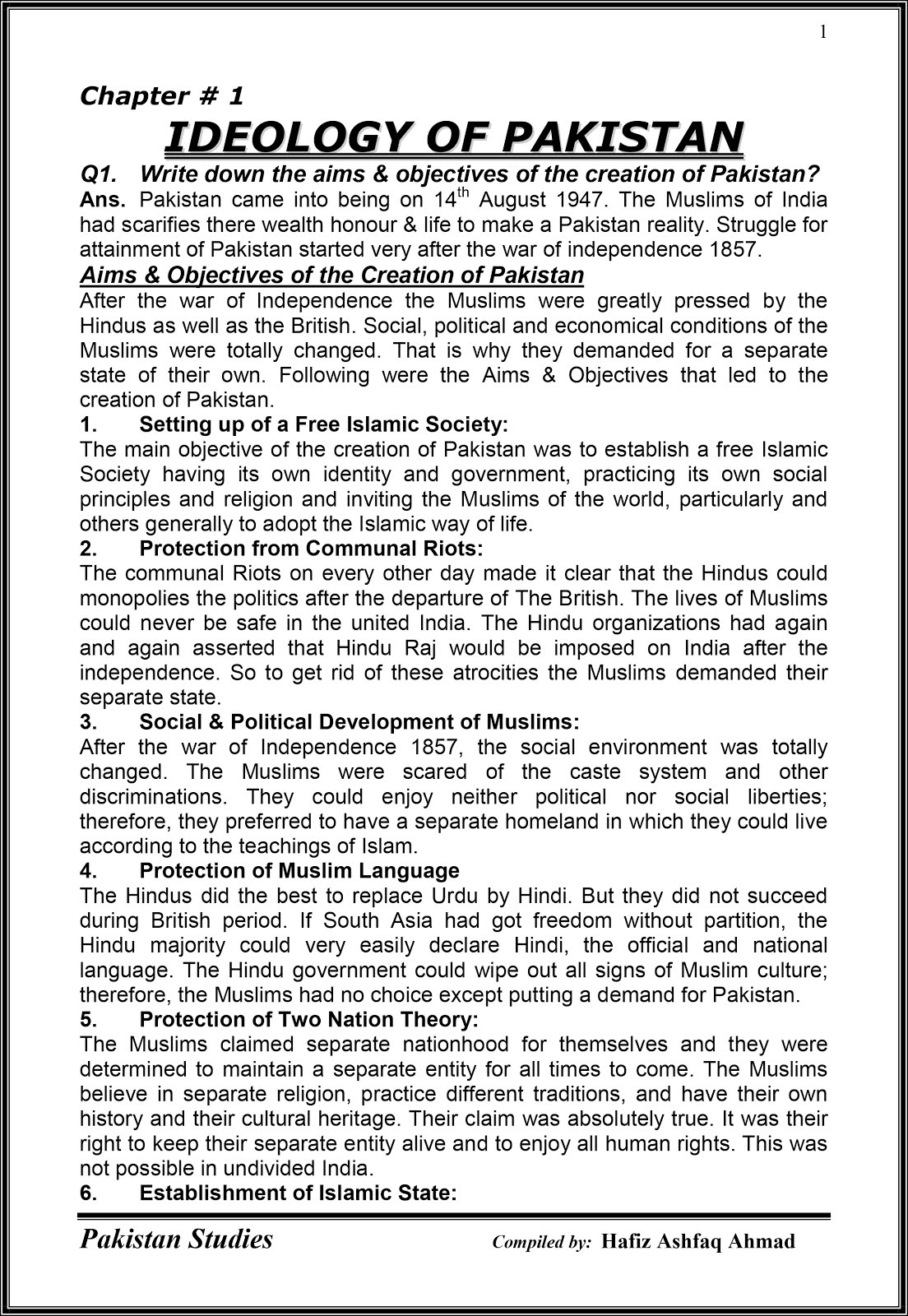 BA Pakistan Studies Notes - Ratta.pk