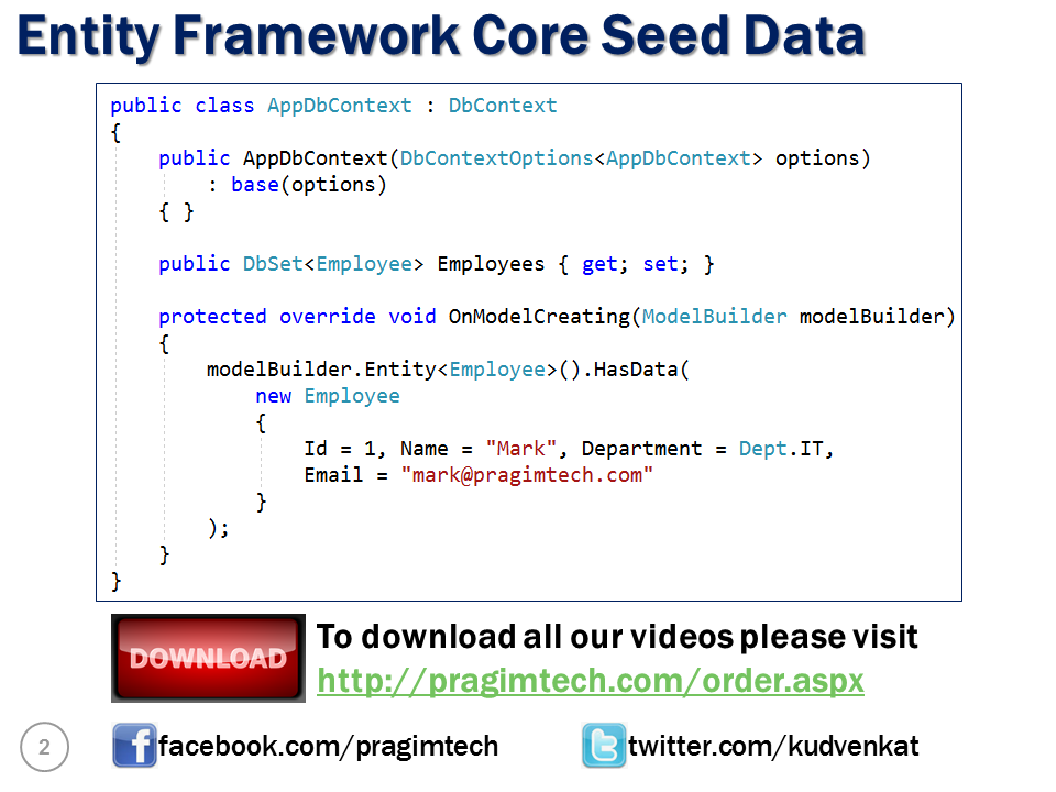 Sql server, .net and c# video tutorial: Entity framework core seed data ... Sql server, .net and c# video tutorial: Entity framework core seed data ...
