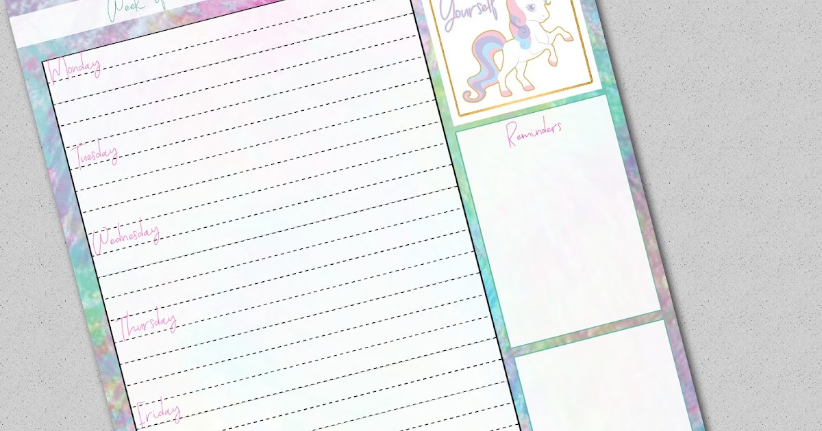 My Fashionable Designs: Free Printable Unicorn Planner Page - Weekly ...