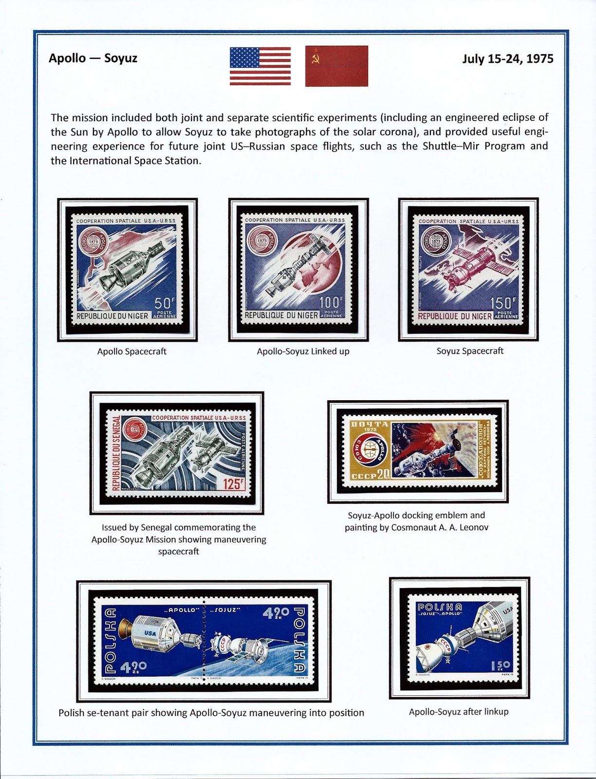 Collecting Olympic and Space Stamps: Apollo-Soyuz Space Mission